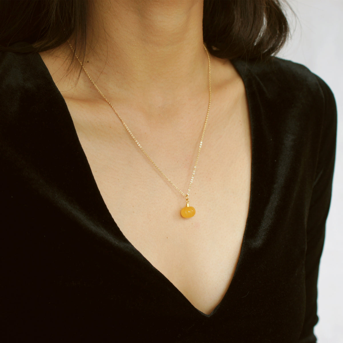 Organic Produce Jade Pumpkin Pendant Necklace – I'MMANY London